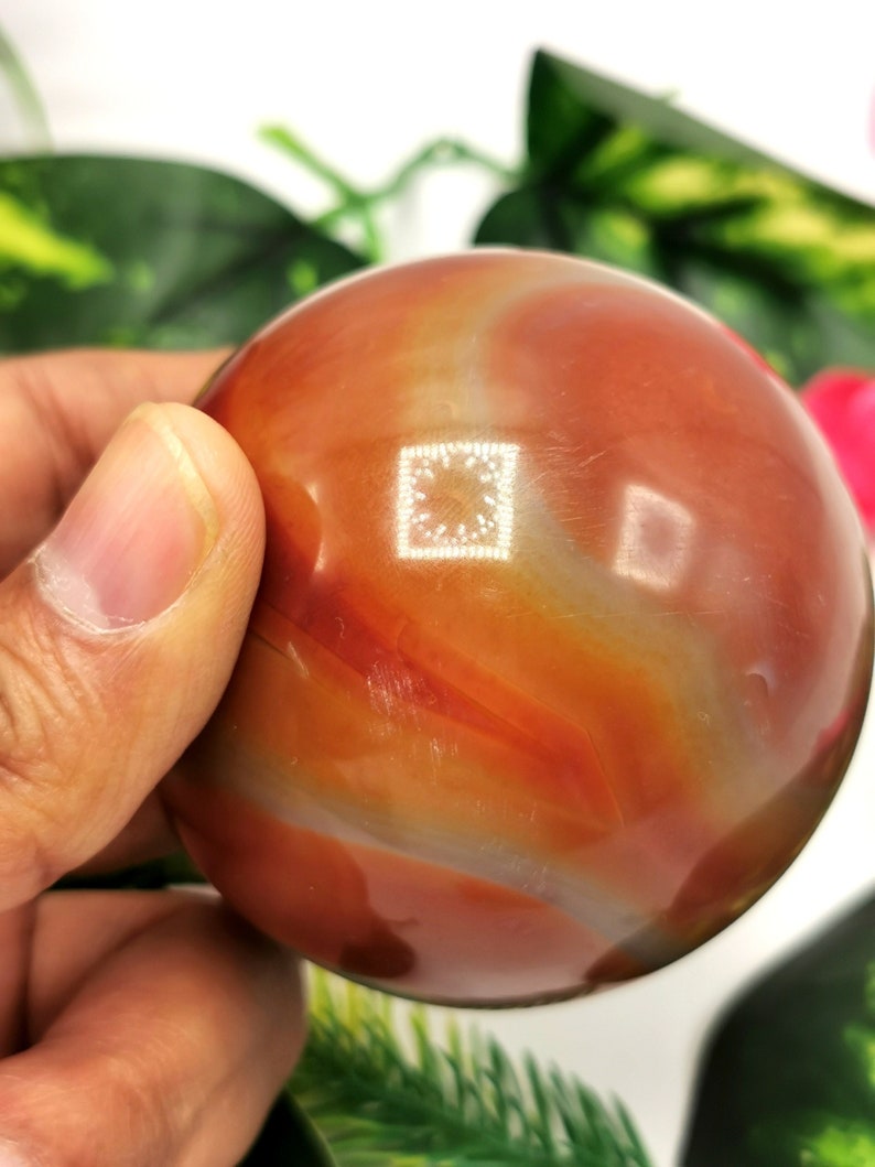 Amazing Natural Fire Agate Stone Sphere/ball - Energy/reiki/crystal ...