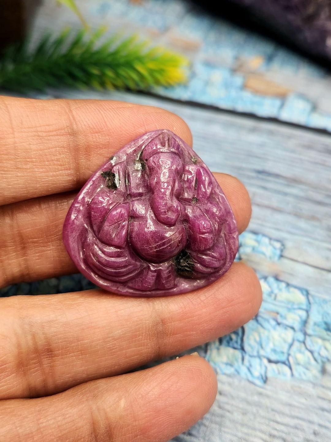 Lord Ganesha Carved Ruby Gemstone for Pendant - A Fusion of ...