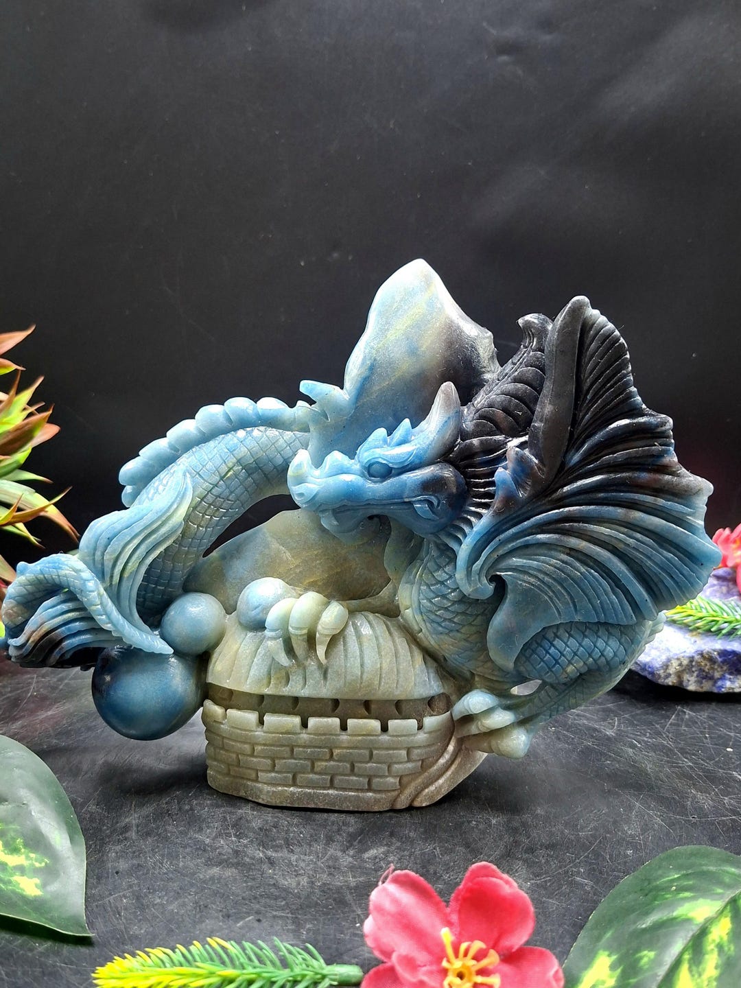 Trolleite Crystal Dragon Carving for Home & Office | Stress Relief ...