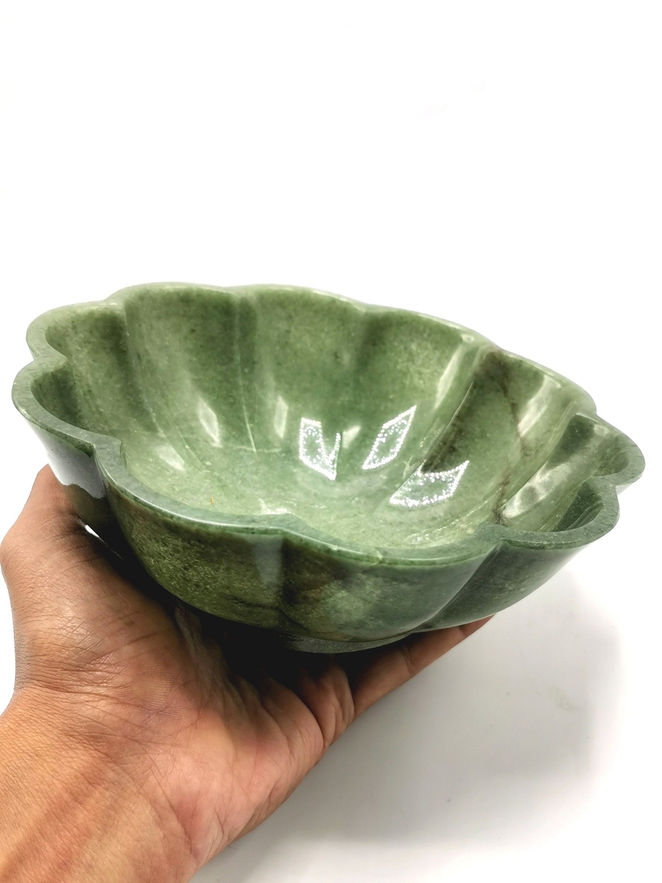 Beautiful Light Green Quartz Designer Hand Carved Bowls 7 - Etsy