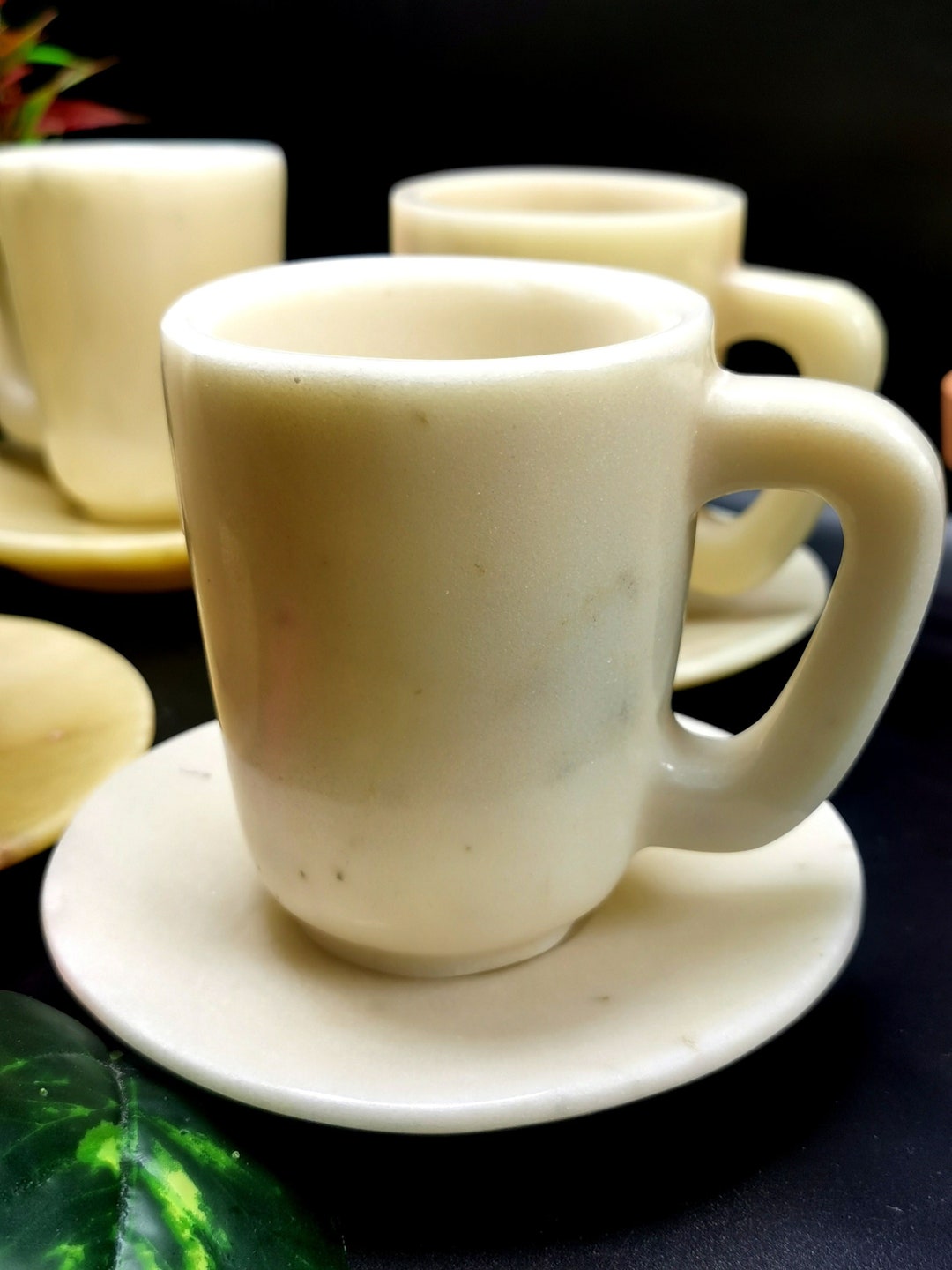 Beautiful Light Yellow Jade Tea Cup & Saucer - ONLY 1 Cup and 1 Saucer ...