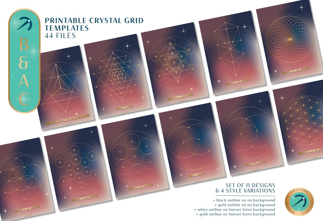 Crystal Grid Templates Consciously Crafted 44 Printable Files Activated ...