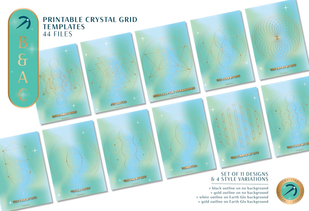 Crystal Grid Templates Consciously Crafted 44 Printable Files Activated ...