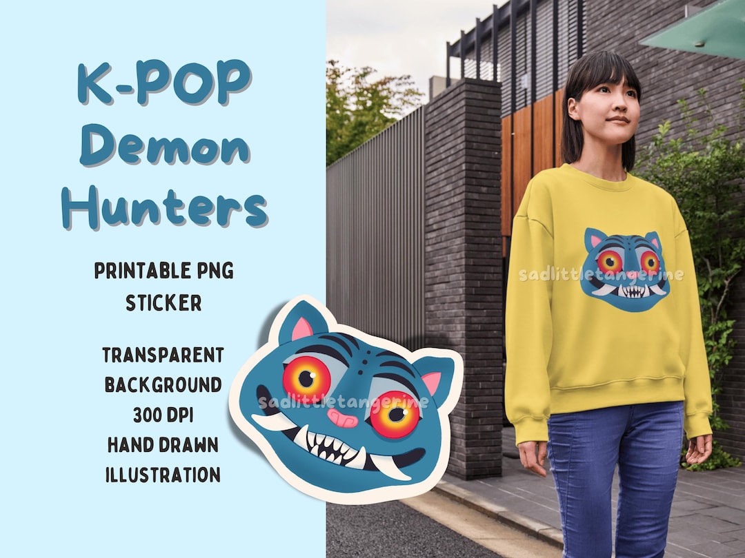 Kpop Demon Hunters Printable Sticker – Derpy the Cat | Hand-drawn Funny ...