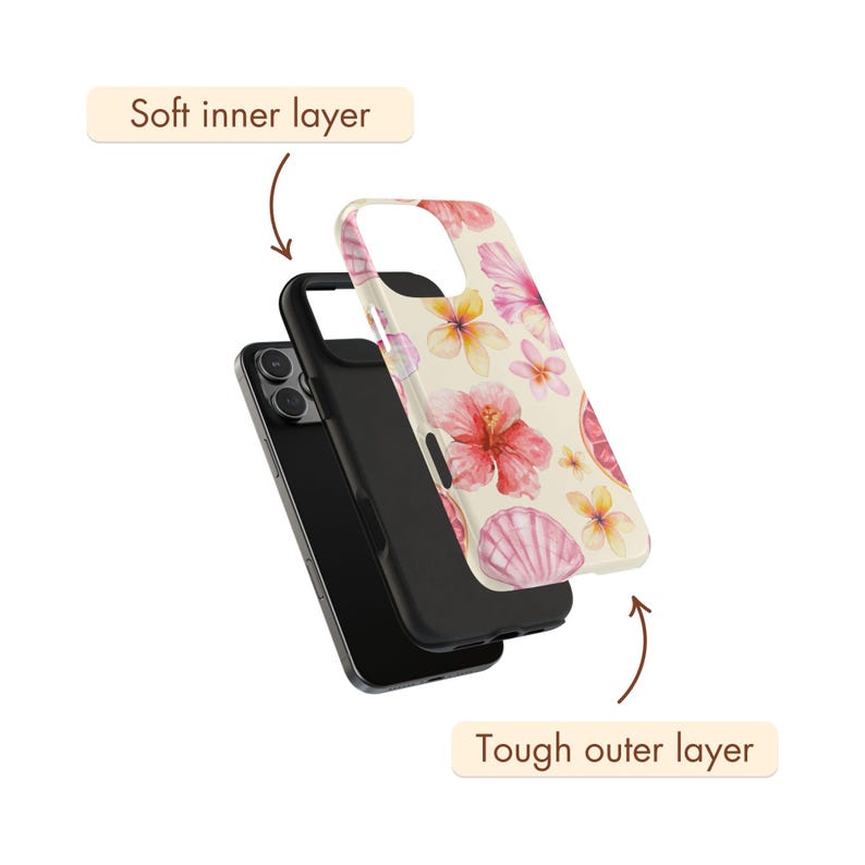 Cute Hibiscus Seashell Phone Case Trendy Summer Pastel Floral Print ...