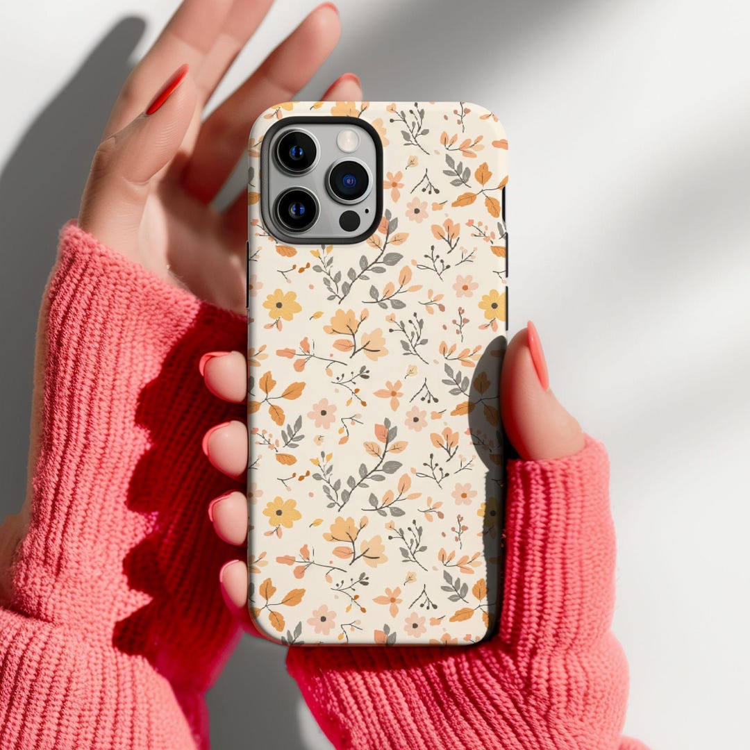 Cute Ditsy Fall Phone Case, Floral Boho Autumn Season Cover, Fall ...
