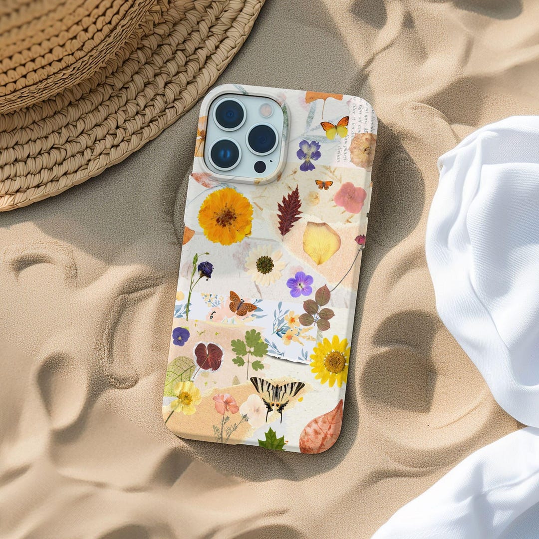 Floral Paper Collage Phone Case, Paper Scrapbook Design, Cute ...