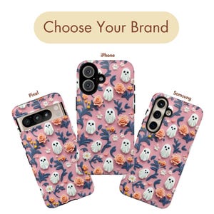 Adorable Ghosts & Roses Phone Case Cute Spooky Halloween Cover Fall ...
