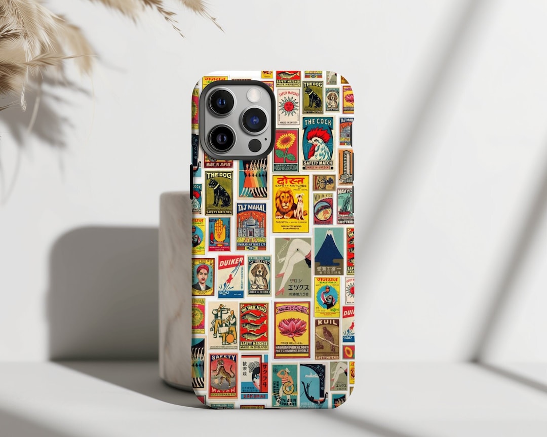 Vintage Matchbox Collage Phone Case, Scrapbooking iPhone Case, Art ...