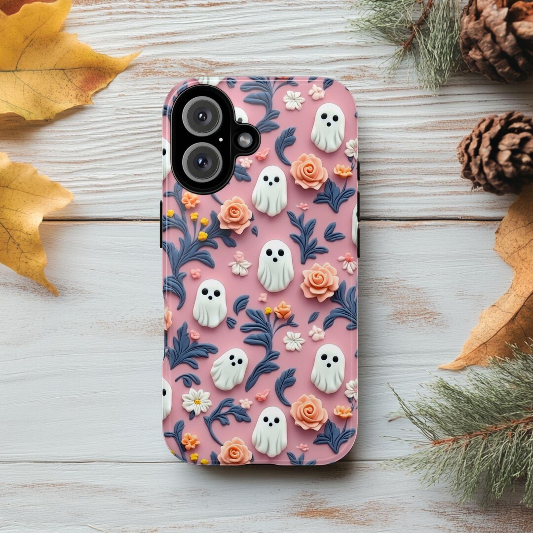 Adorable Ghosts & Roses Phone Case Cute Spooky Halloween Cover Fall ...