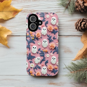 Adorable Ghosts & Roses Phone Case Cute Spooky Halloween Cover Fall ...