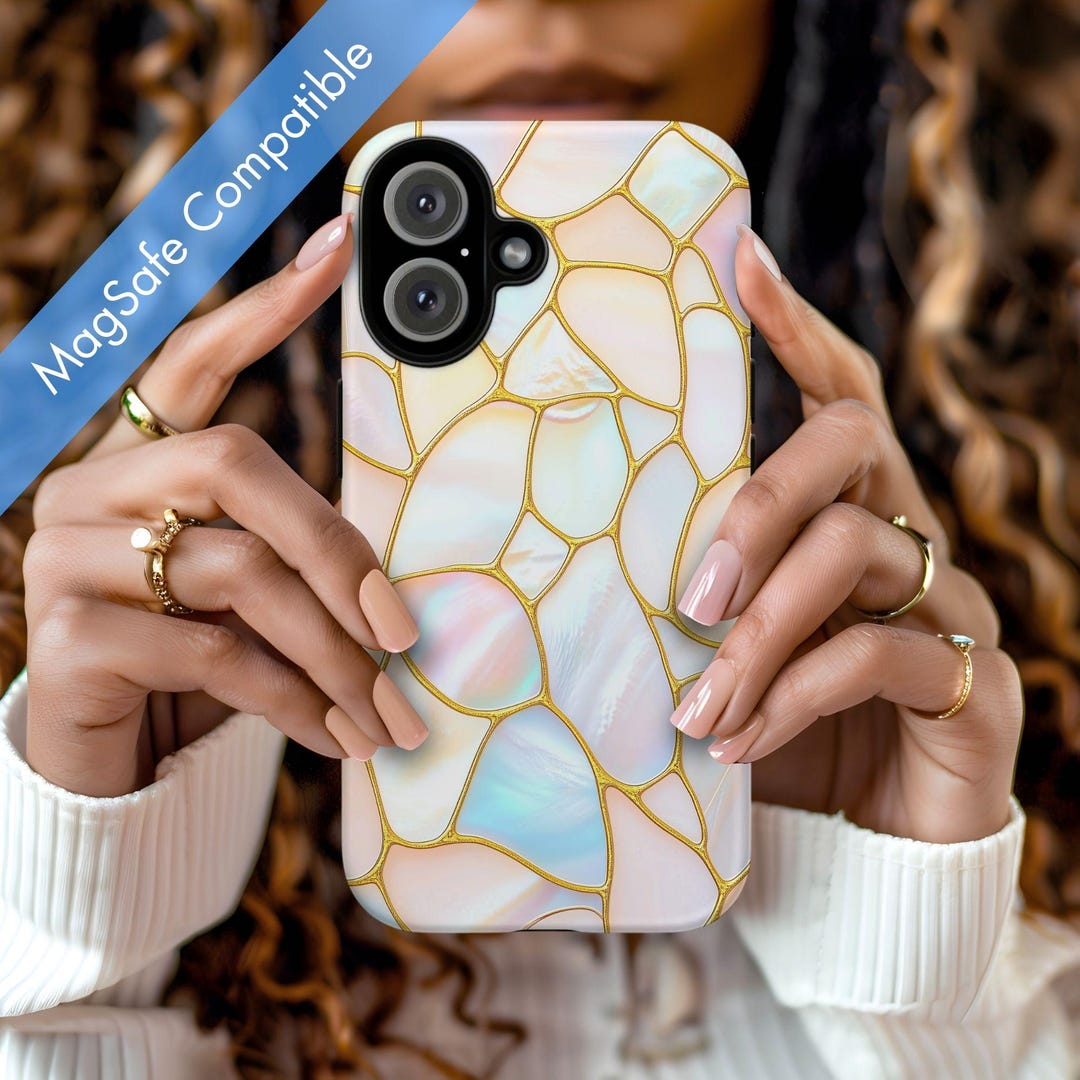 Magsafe Stained Glass Pearl & Gold Harmony iPhone Case, Pearlescent ...