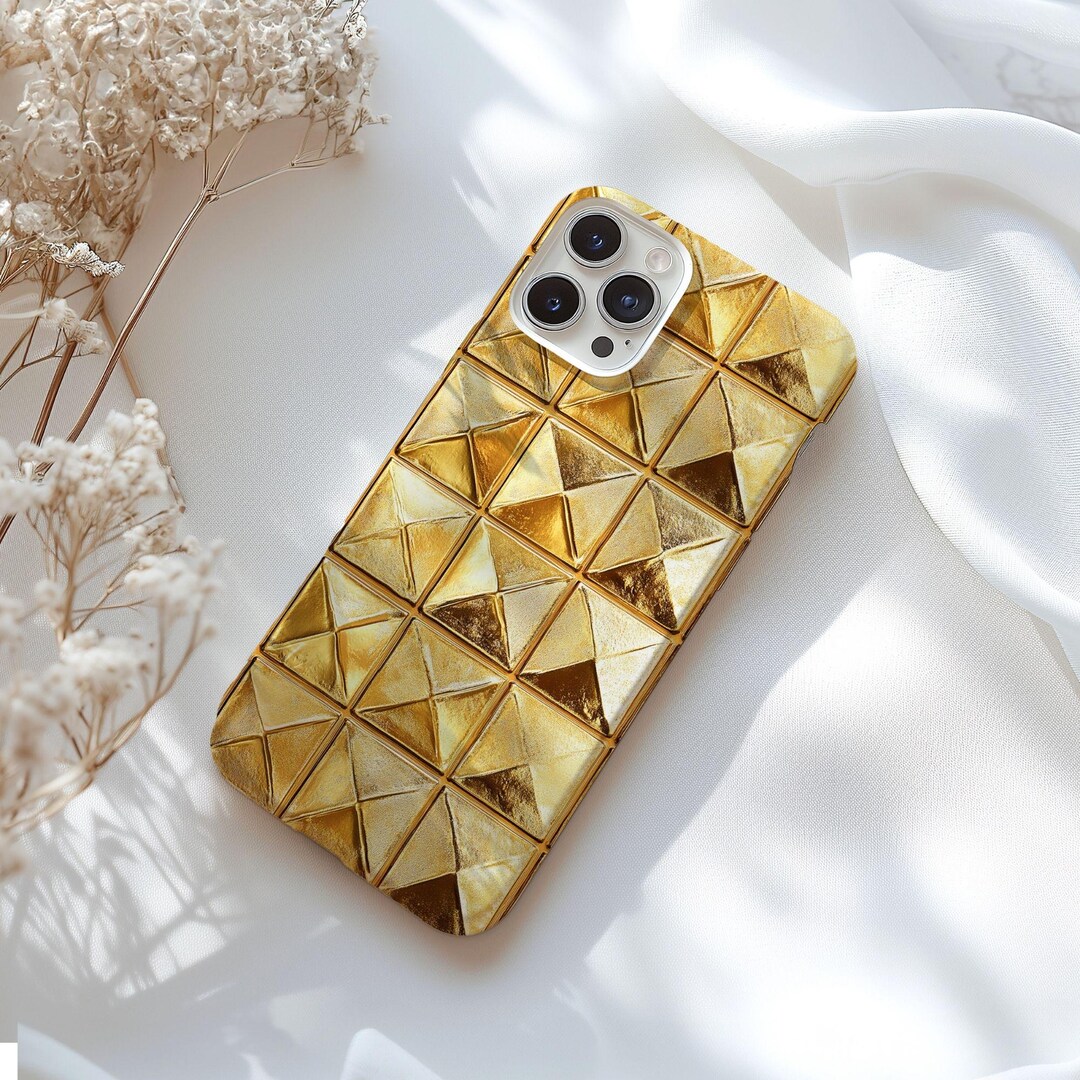 Golden Pyramids Phone Case, Faux Gold, 3D Effect Cover, Luxury ...