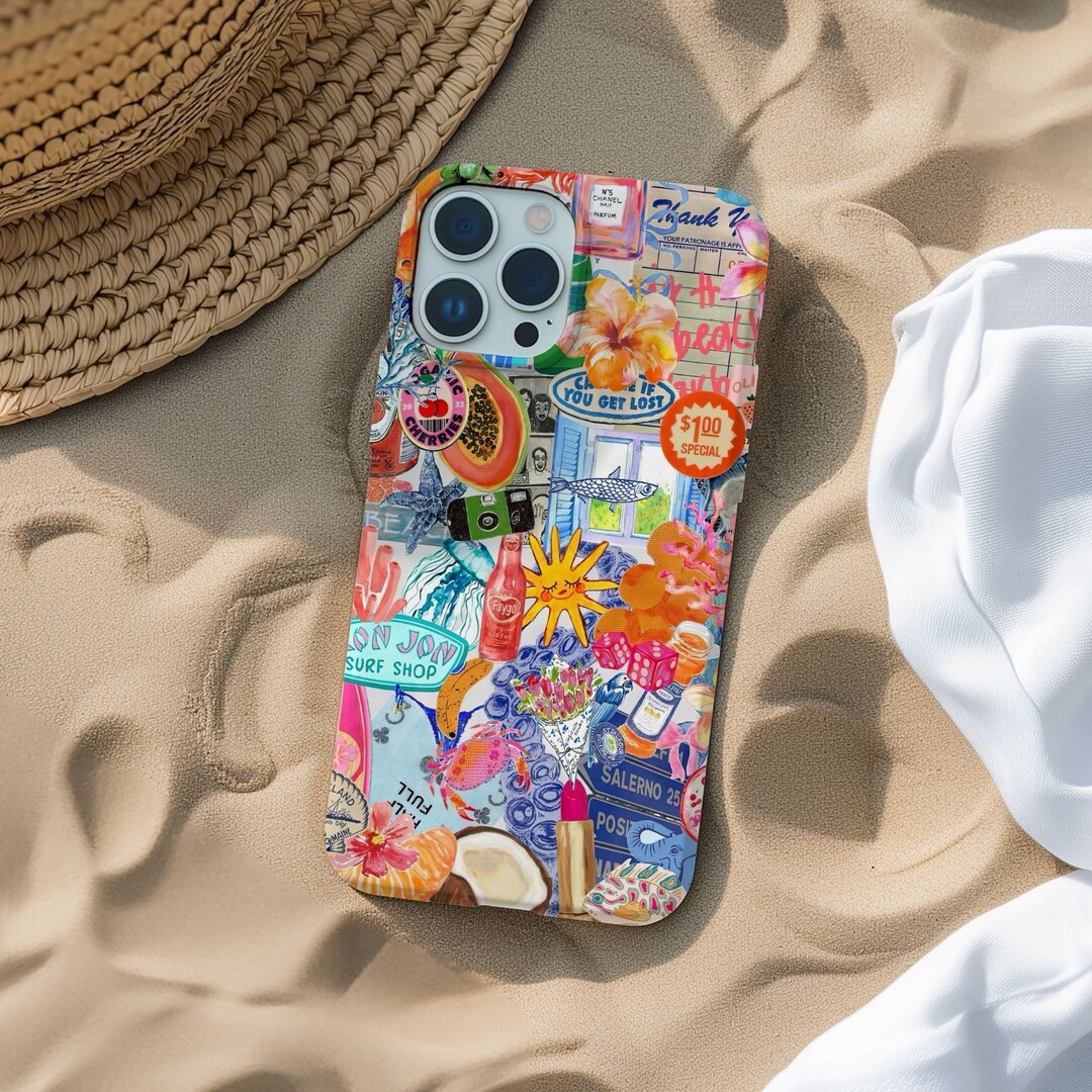 Happy Sun Collage Phone Case, Colorful Summer Scrapbooking Phone Case ...