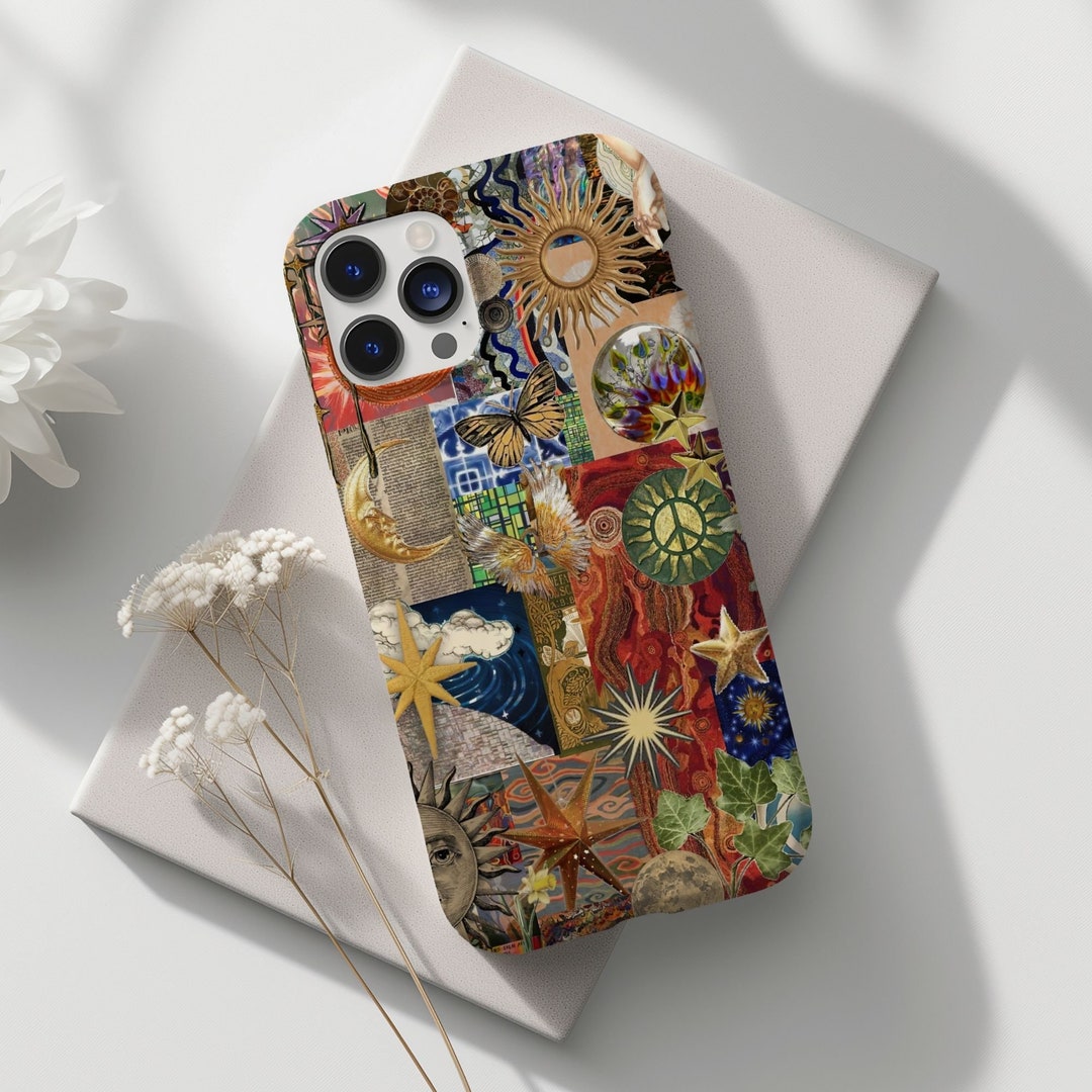 Vintage Boho Collage Phone Case, Spiritual Retro Phone Case, Cute ...