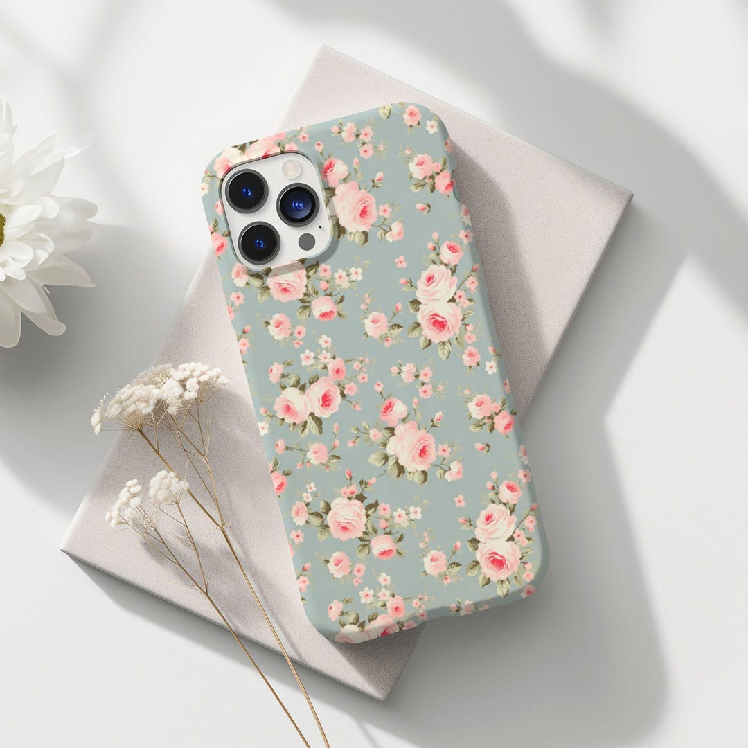 Pink Roses Phone Case, Shabby Chic Aesthetic Cute & Trendy Vintage ...
