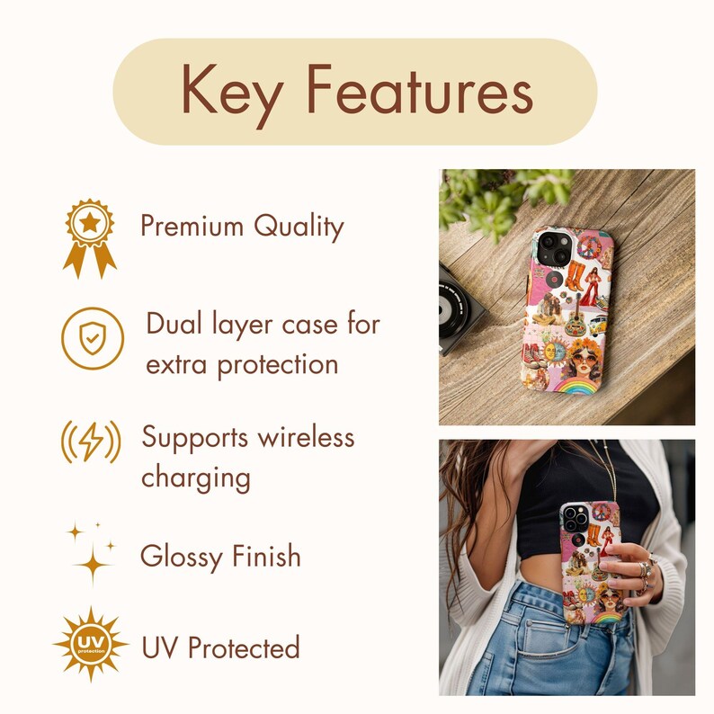 Good Vibes 70's Collage Phone Case, Groovy & Cool Aesthetic, Cute Retro ...