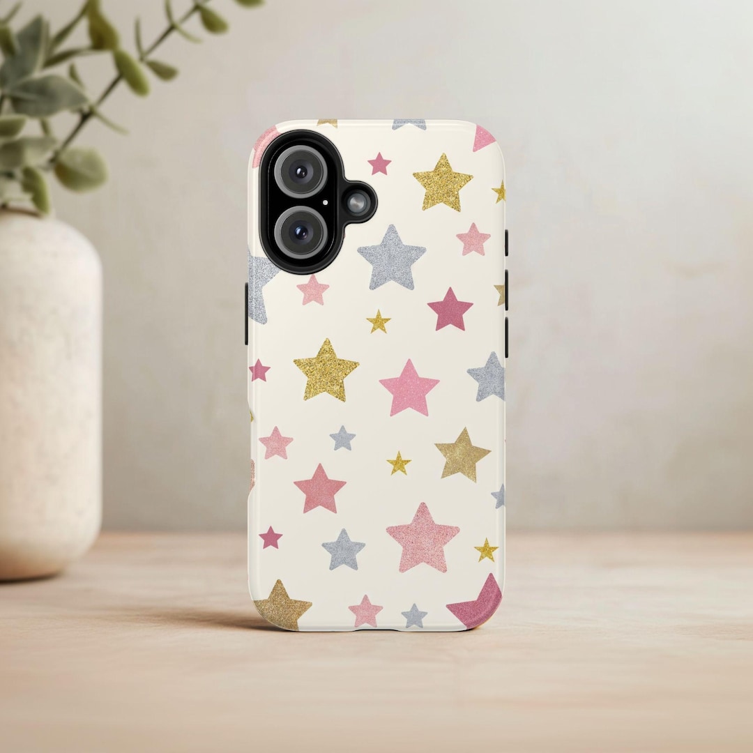 Cute Glitter Stars Phone Case, Shimmering Feminine, Trendy Faux ...