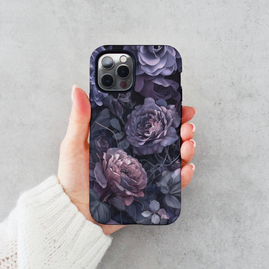 Watercolor Dark Roses Phone Case, Romantic Midnight Botanical Art ...