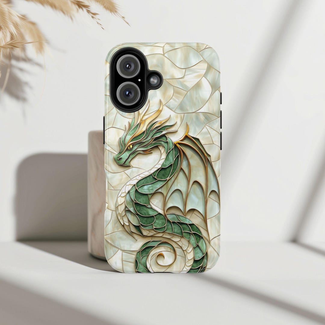Stained Glass Dragon Phone Case, Faux Stained Glass Dragon Lover Gift ...