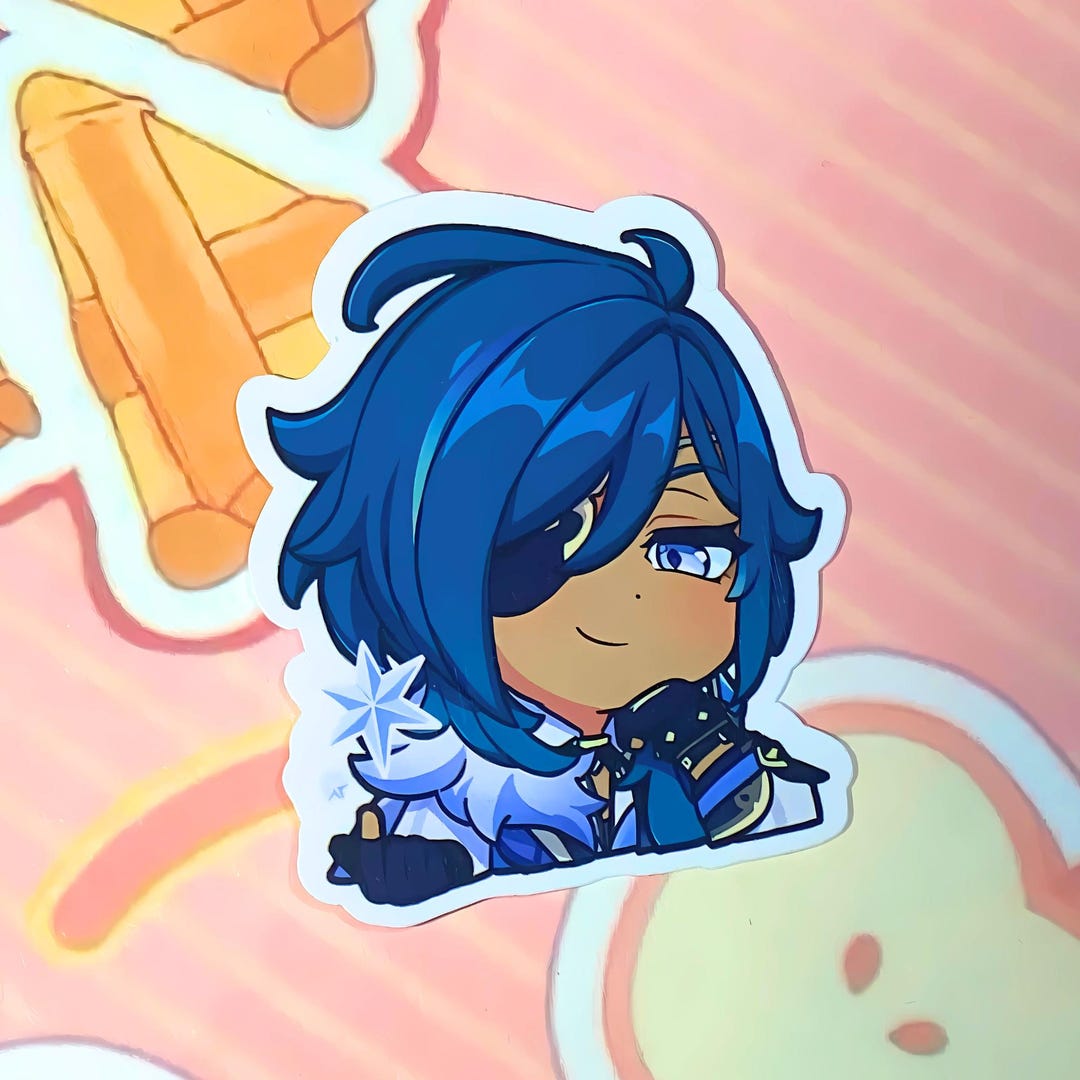 Kawaii Kaeya Glossy Sticker, Adorable Genshin Impact Ice Knight Glossy ...