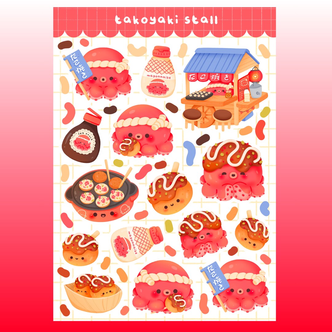 Takoyaki Food Sticker Sheet. - Etsy