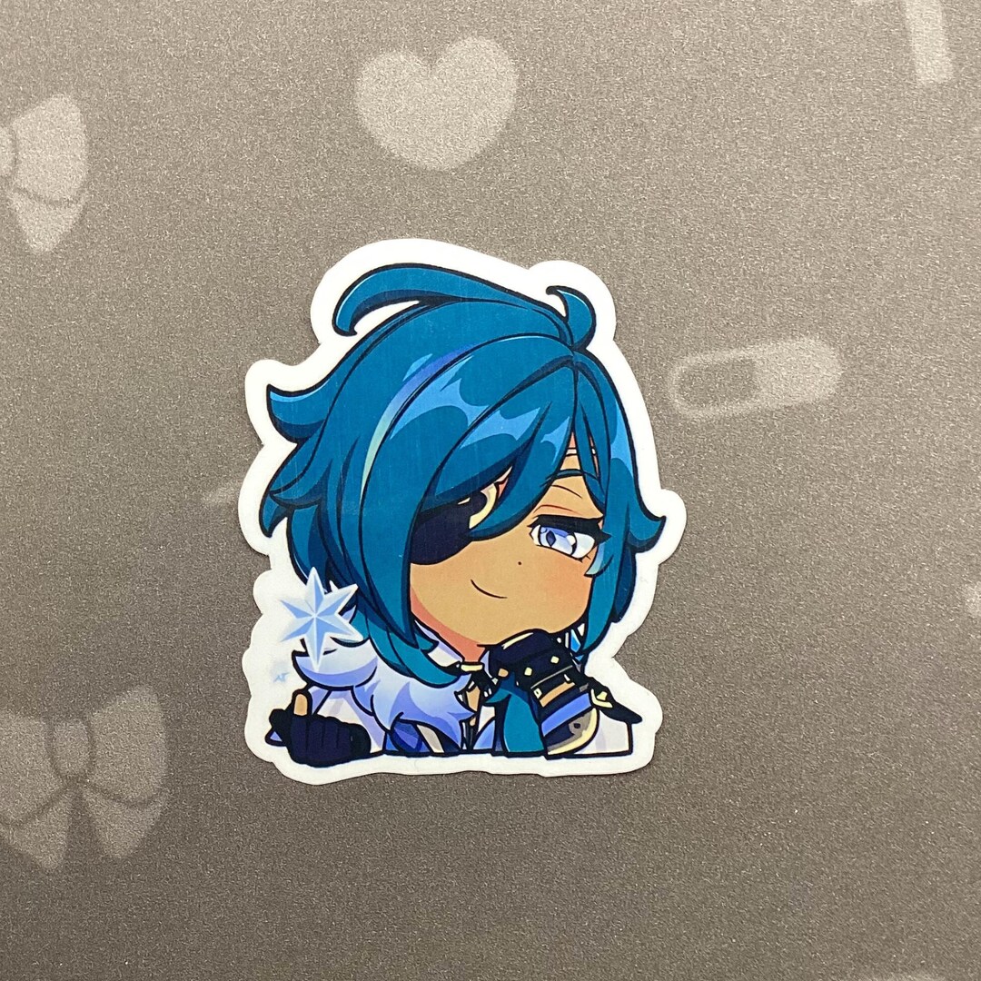 Kawaii Kaeya Glossy Sticker, Adorable Genshin Impact Ice Knight Glossy ...