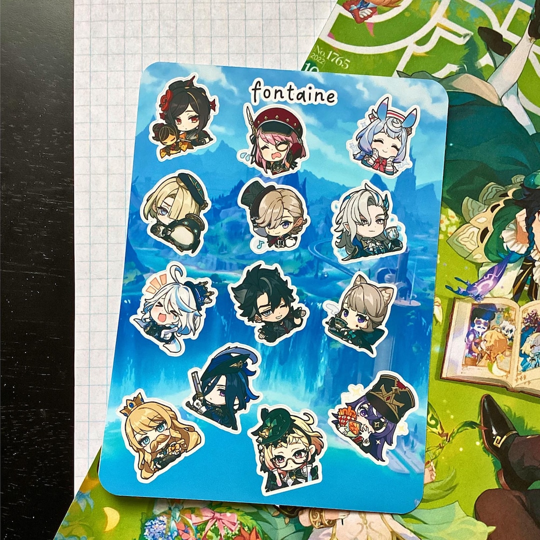 Genshin Impact Fontaine Character Sticker Sheet - Etsy