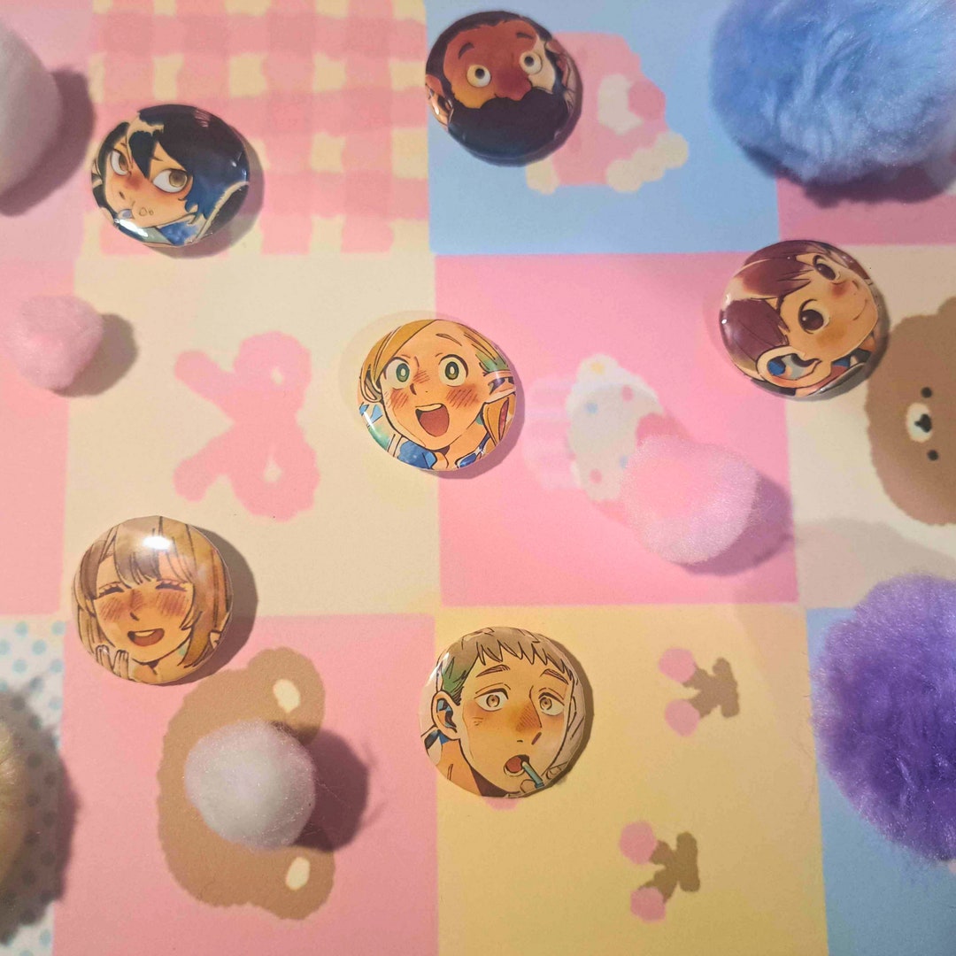 Cute Dungeon Food Anime Button Pack Adorable Character Pins, Kawaii ...