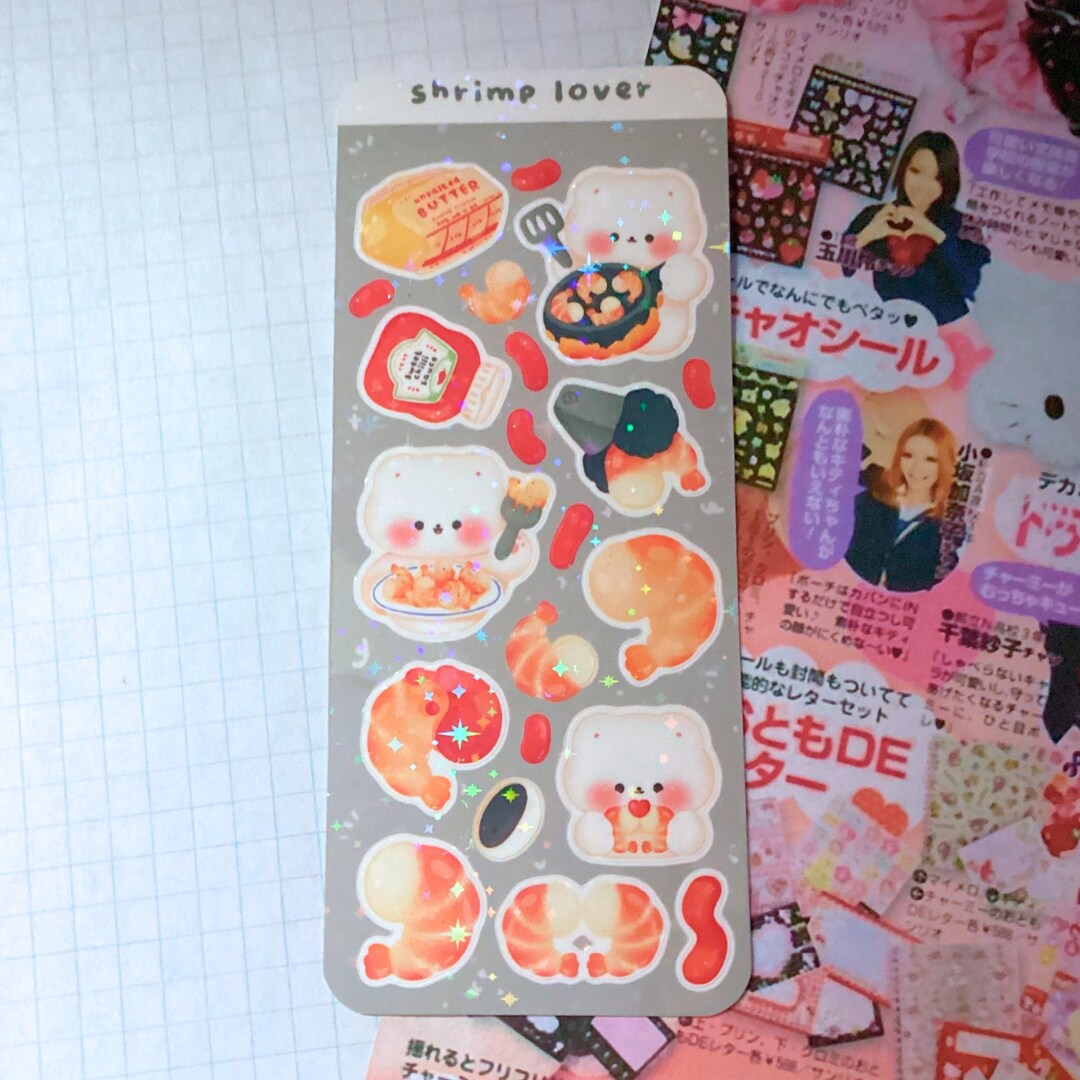 Cartoon Shrimp Lover Sticker Pack, Whimsical Decals for Kids, Ocean ...