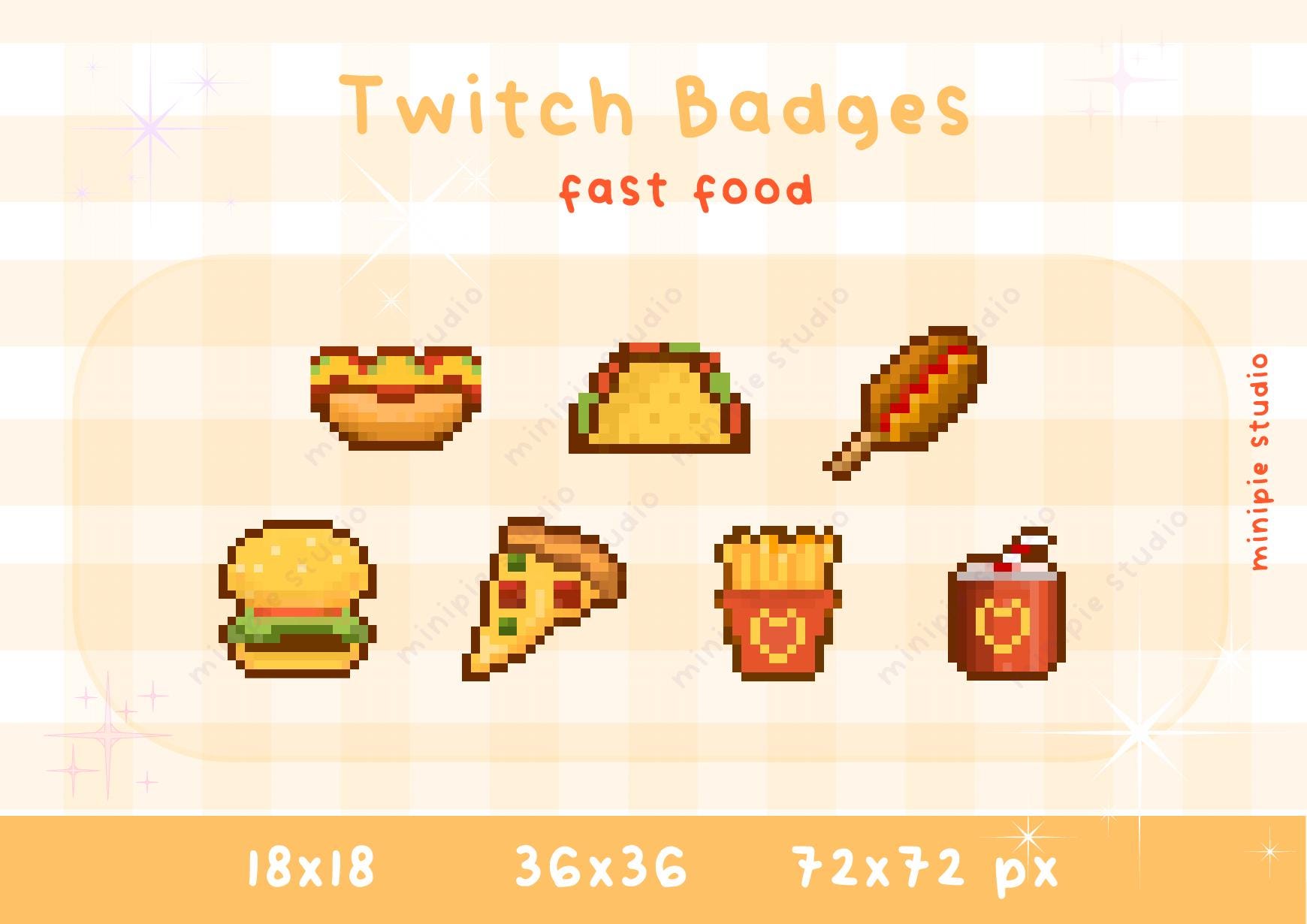 Fast Food Twitch Bit / Sub Badges - for Stream | Soda Pizza Burger Taco ...