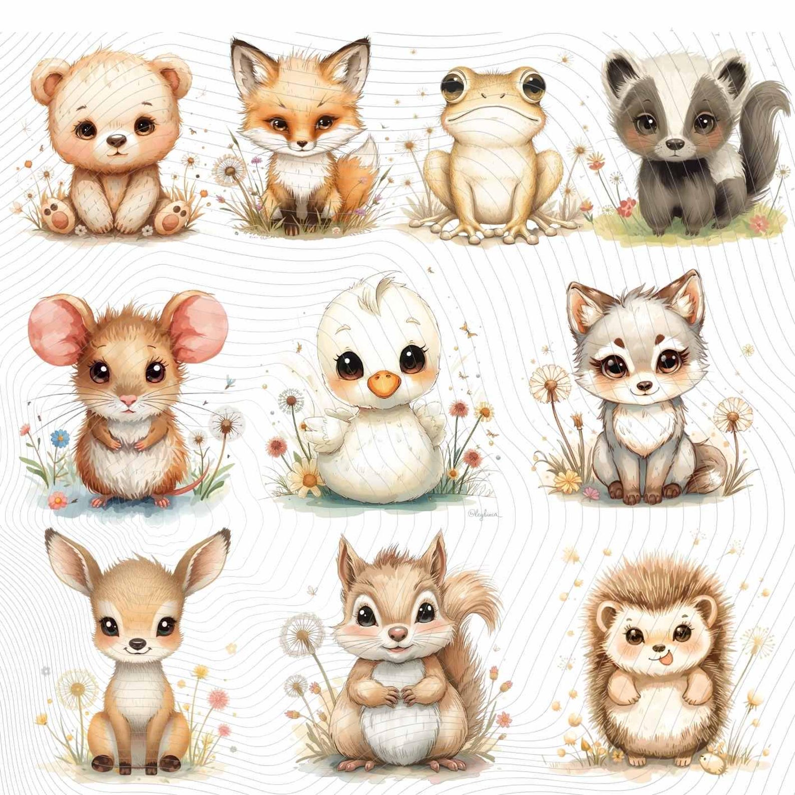 Cute Baby Animals Clipart, Adorable Baby Animal Illustrations Bundle ...