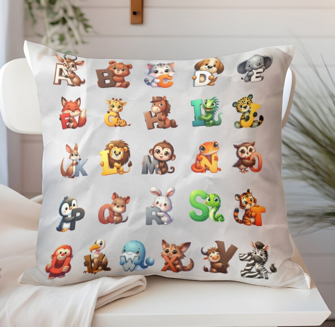Alphabet Learning Pillow,animal Alphabet Cushion,pillow,kids Room,new ...