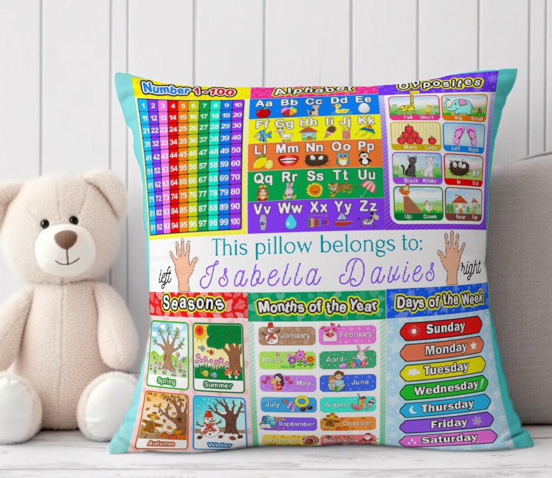 1st Grade Learning Pillow, Personalized Cushion, Pillow With Inner ...