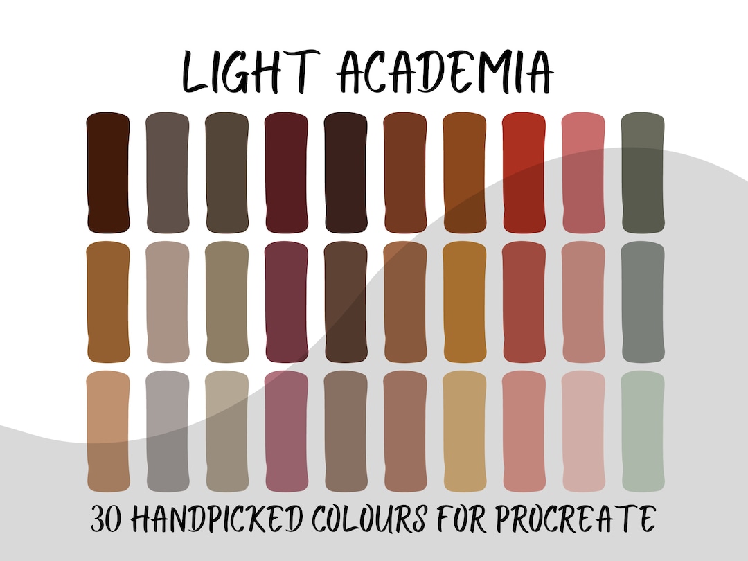 Light Academia Colour Palette X30 Procreate Colour Swatches - Etsy