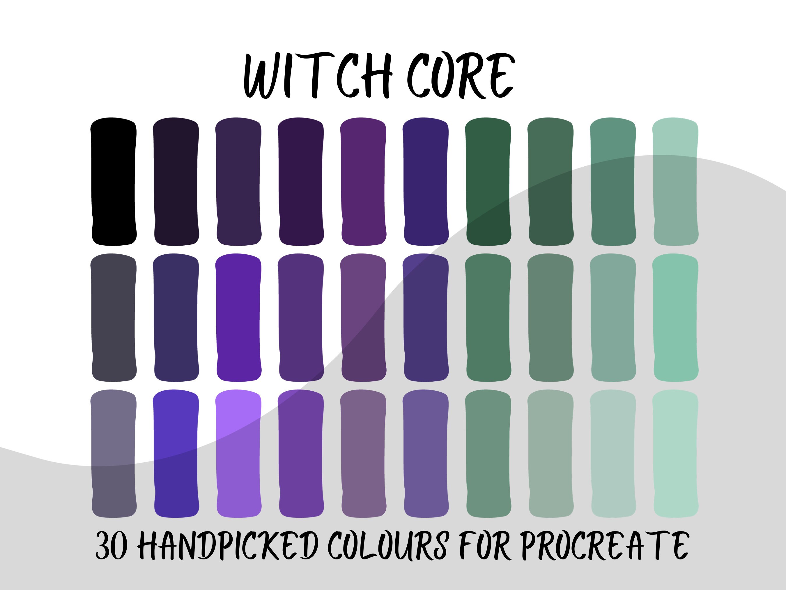 Witch Core Colour Palette X30 Procreate Colour Swatches - Etsy