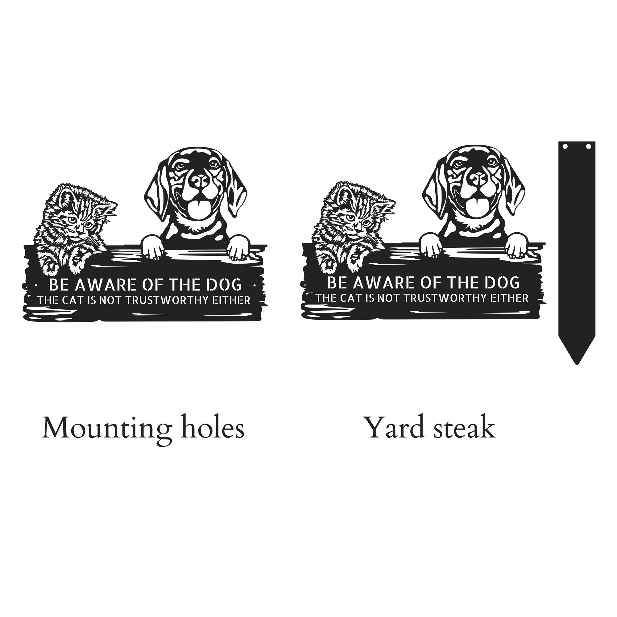 Custom Beagle and Cat Dog Sign Wall Art Dog House Decor Personalized ...