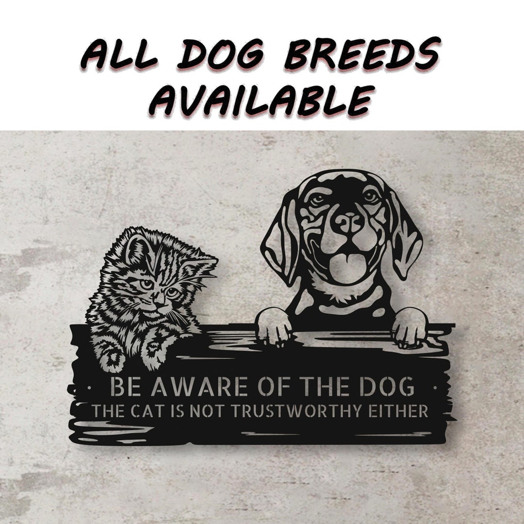 Custom Beagle and Cat Dog Sign Wall Art Dog House Decor Personalized ...