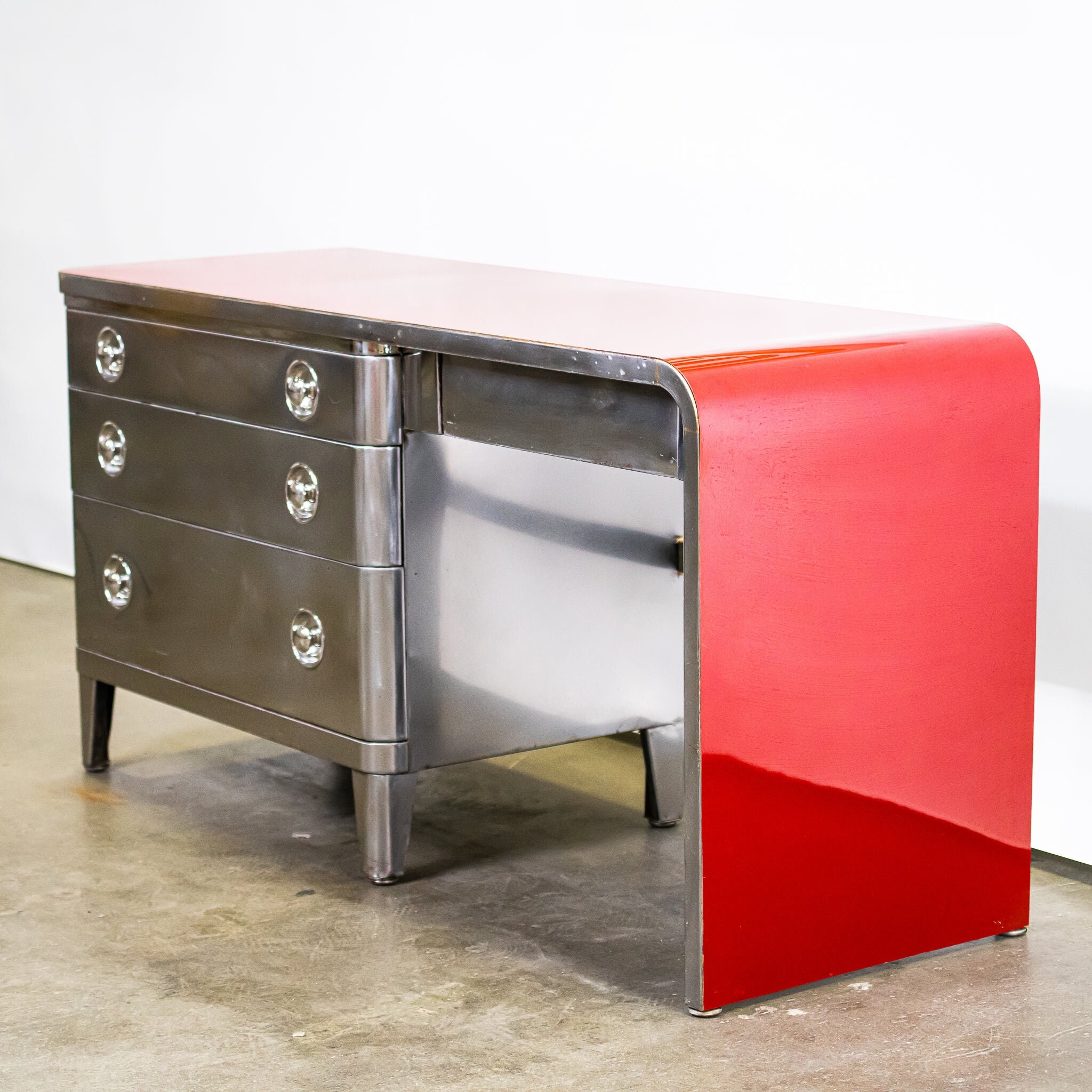 Norman Bel Geddes Red Steel Desk Etsy