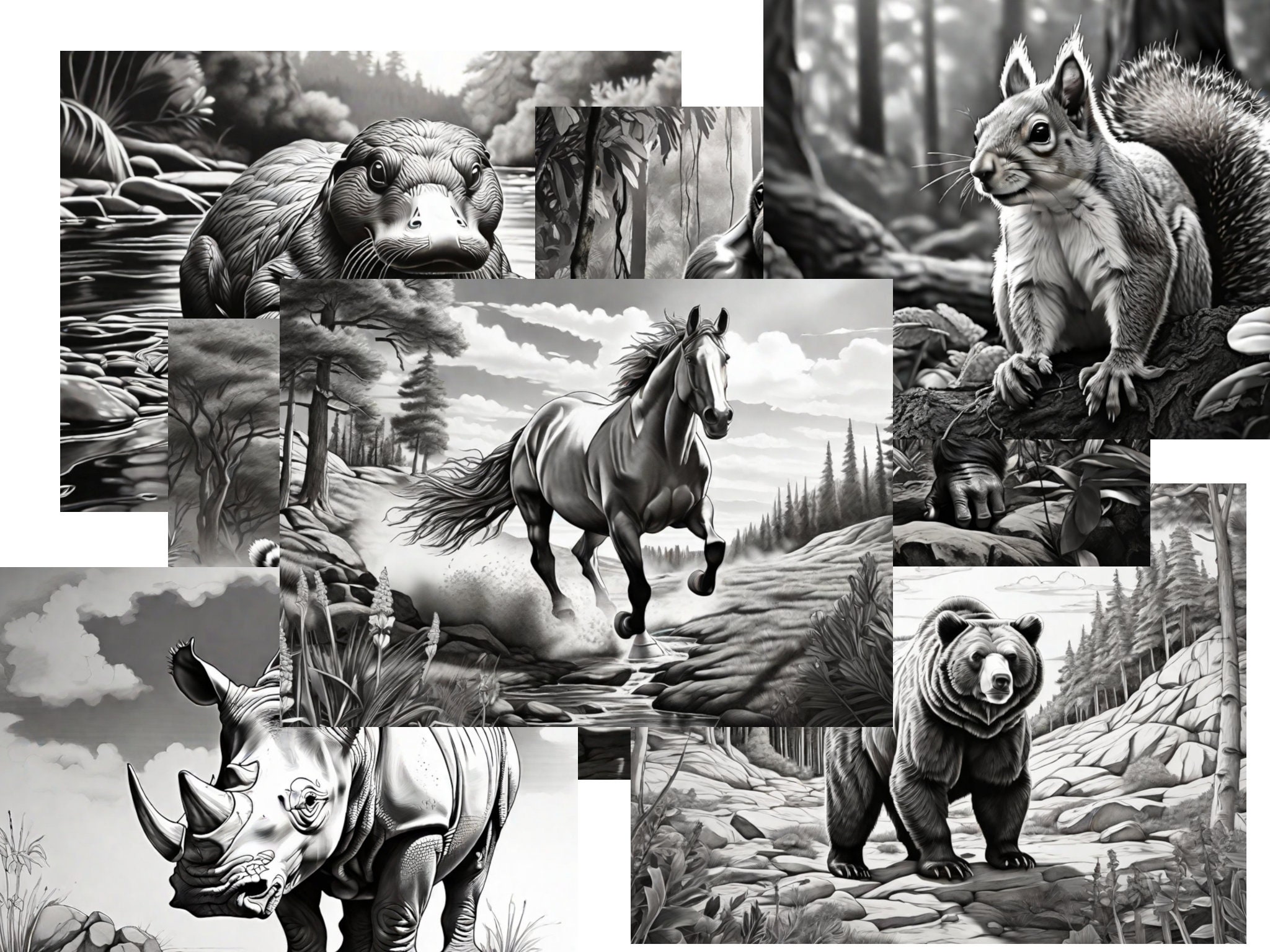 12 Printable Animals Coloring Pages for Kids - Etsy