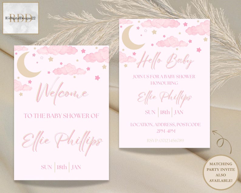 Hello Baby Pink Baby Shower Welcome Sign Template | Customisable ...