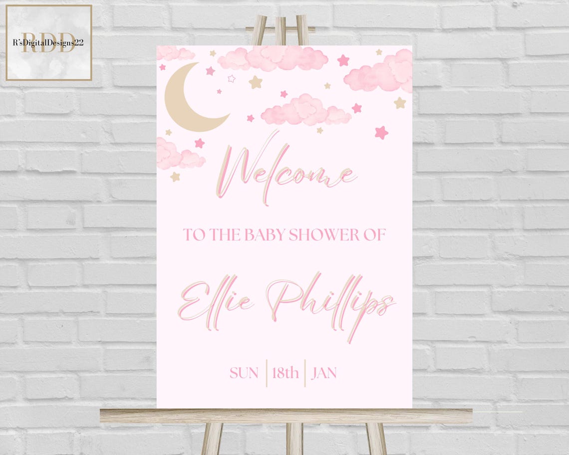 Hello Baby Pink Baby Shower Welcome Sign Template | Customisable ...
