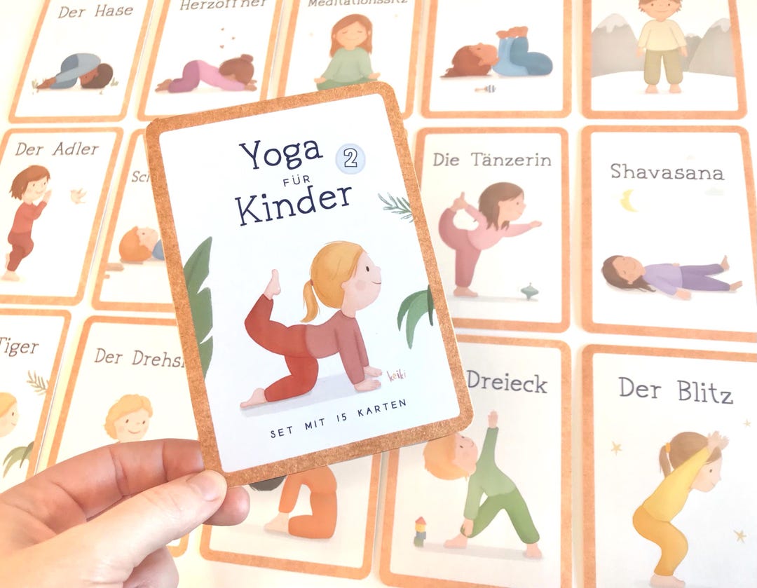 Yoga Cards for Children, Set of 2, Gift for Girls and Boys, Asanas ...