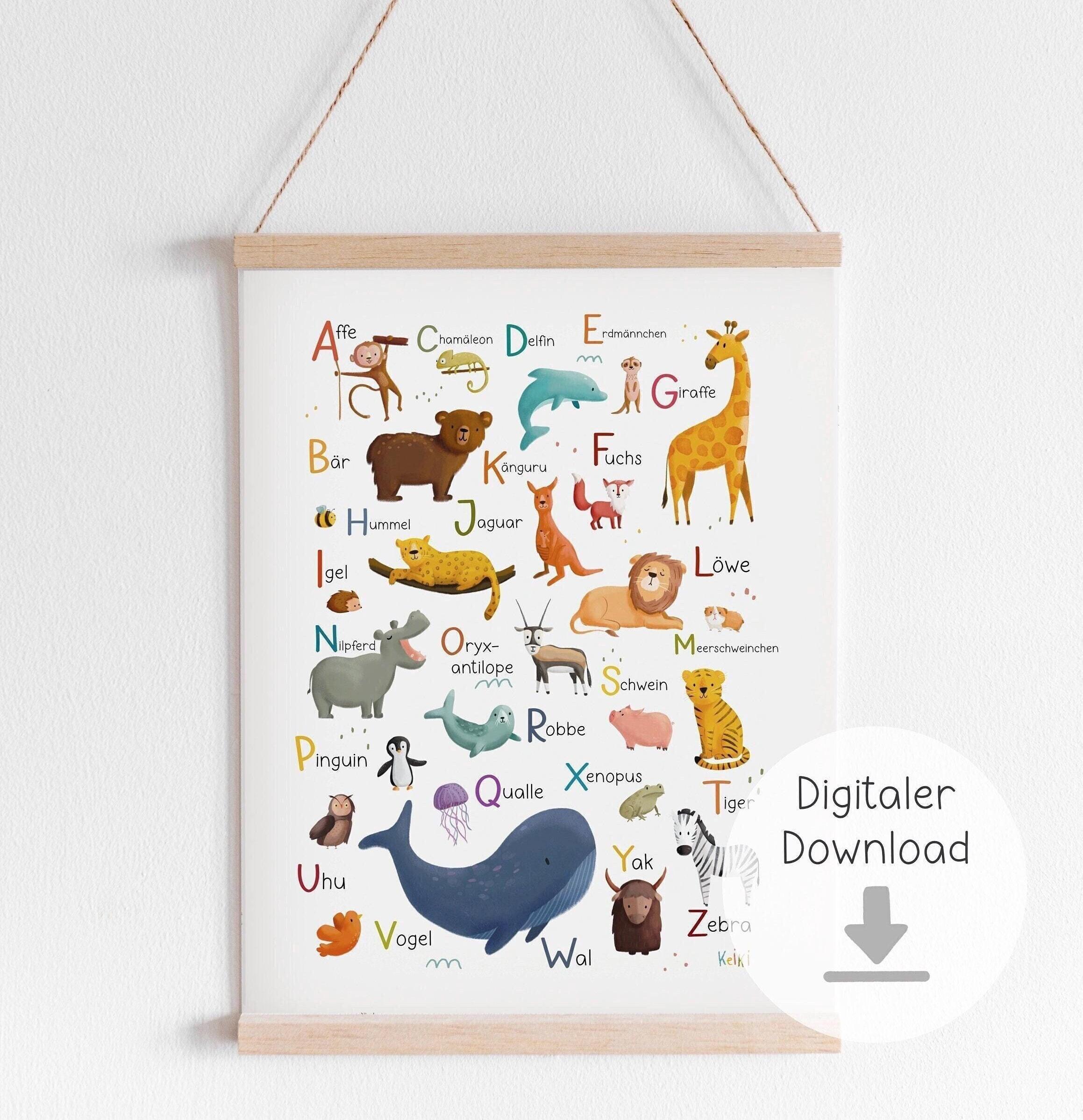 Poster Alphabet Download Animals Children's Room, Montessori Art Print ...