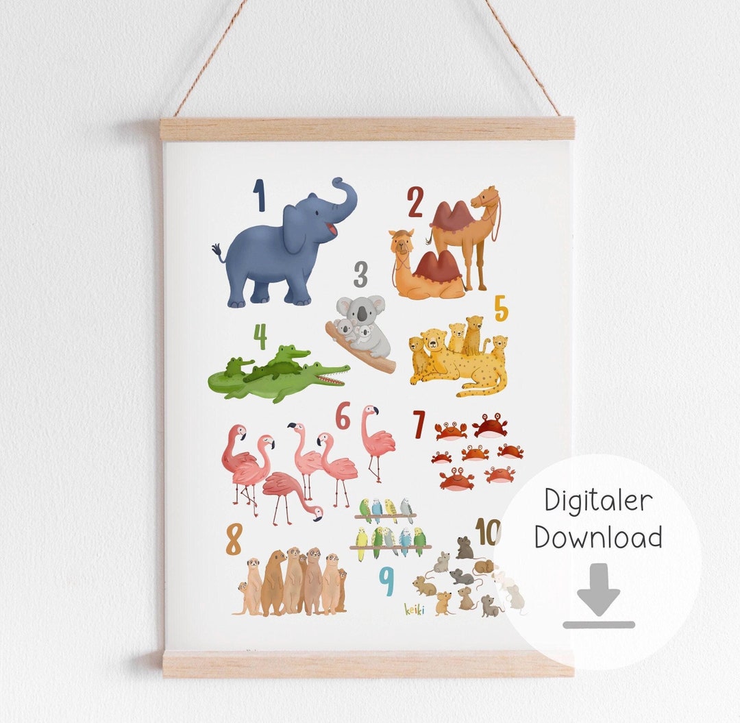 Number Poster for Children's Rooms, Downloadable Decorations, Learning ...