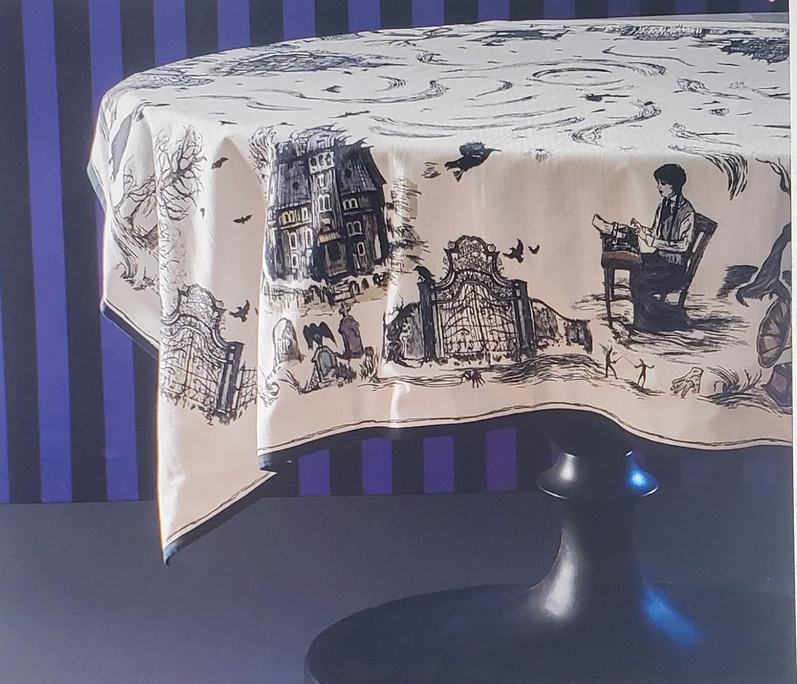 Pottery Barn Wednesday Adams Halloween Tablecloth 50sq New With Tags - Etsy
