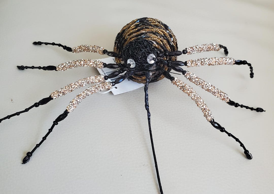 Mackenzie Child's Halloween Large Beaded Spooky Spider on Pick 9" Wide ...