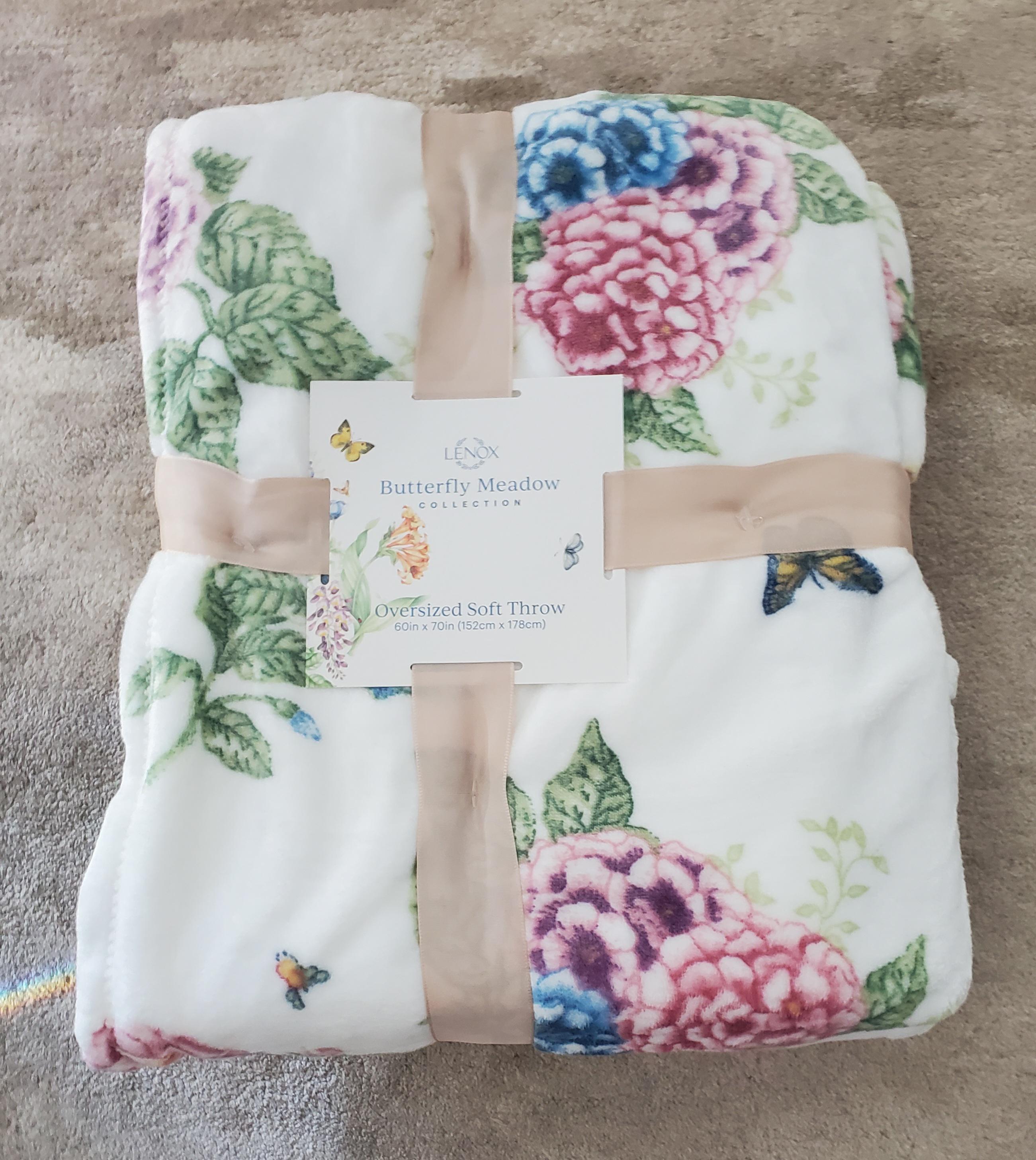 Lenox Butterfly Meadow Hydrangea Oversized Soft Throw Blanket 60"x70 ...