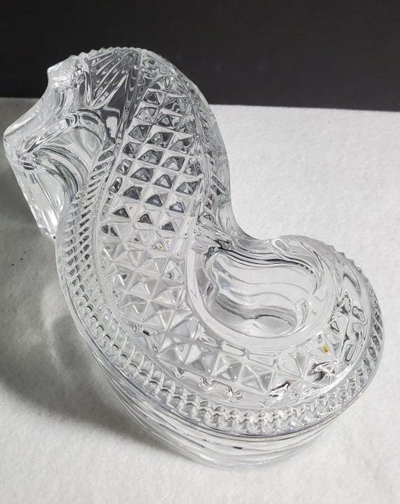 Waterford crystal Seahorse box & lid 3-1/4" tall x 8"… - Gem