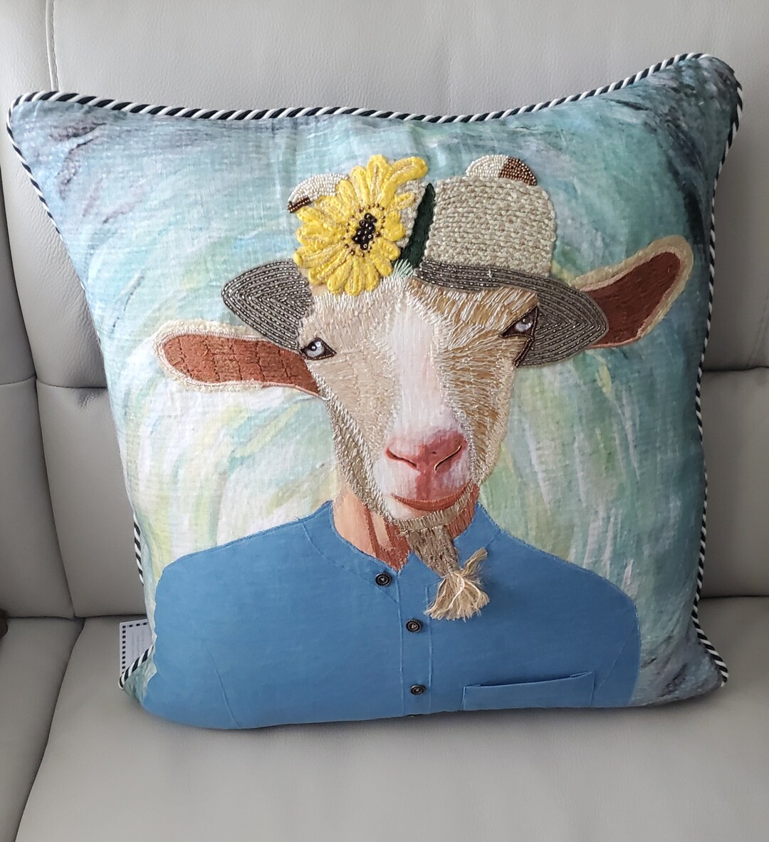 Mackenzie Child's Pillow Van Gogh Goat 20" X 20" New With Tags UNUSED ...